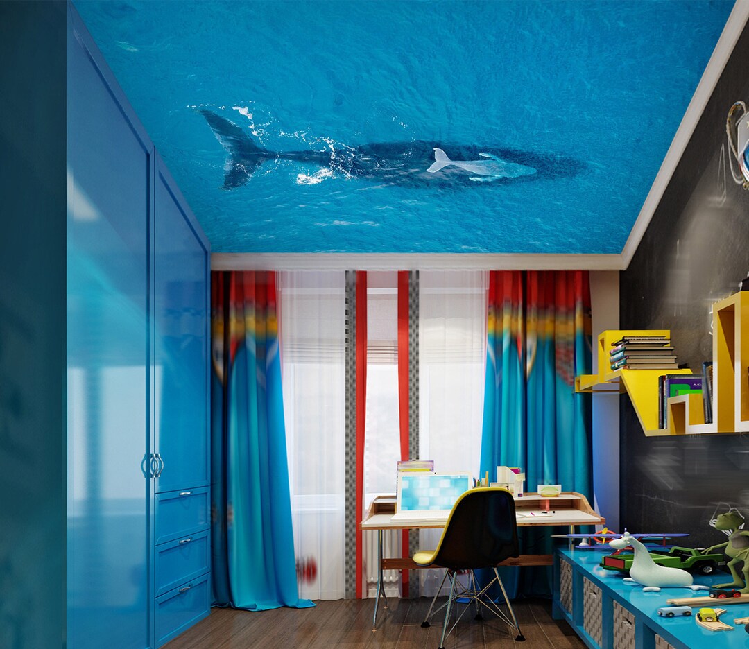 3D Ocean Shark C277 Ceiling Wallpaper Removable Self Adhesive Wallpaper ...