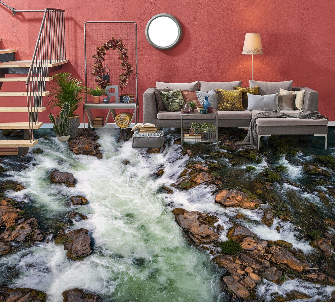 3D Waterfall River 1334 Floor Wallpaper Murals Self-adhesive Removable ...