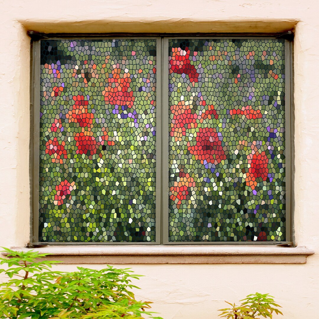 3D Red Rose W2257 Window Film Print Sticker Cling Stained Glass Xmas ...