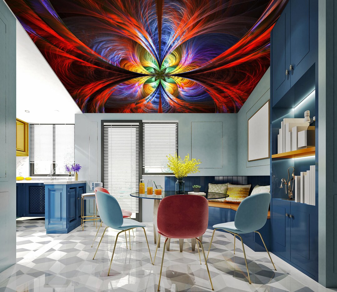 3D Red Texture C1736 Ceiling Wallpaper Removable Self Adhesive ...