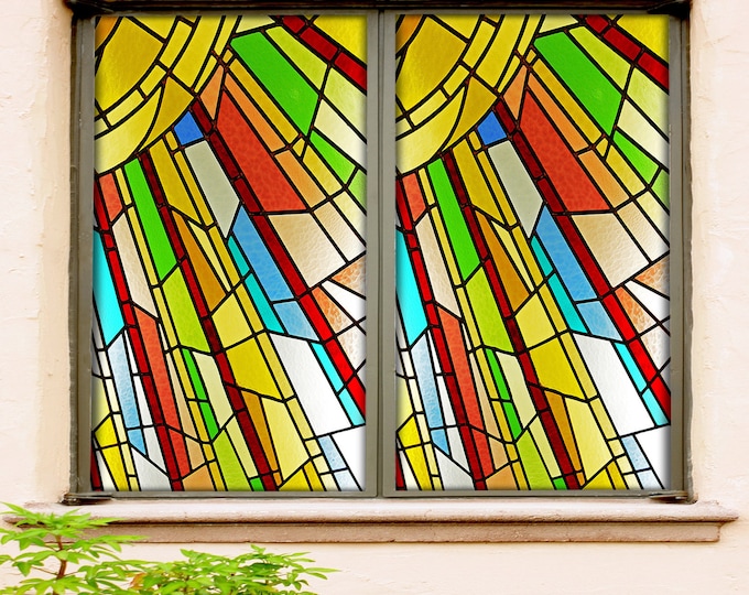 3D Wave Puzzle WD5177 Window Film Print Sticker Cling Stained Glass ...