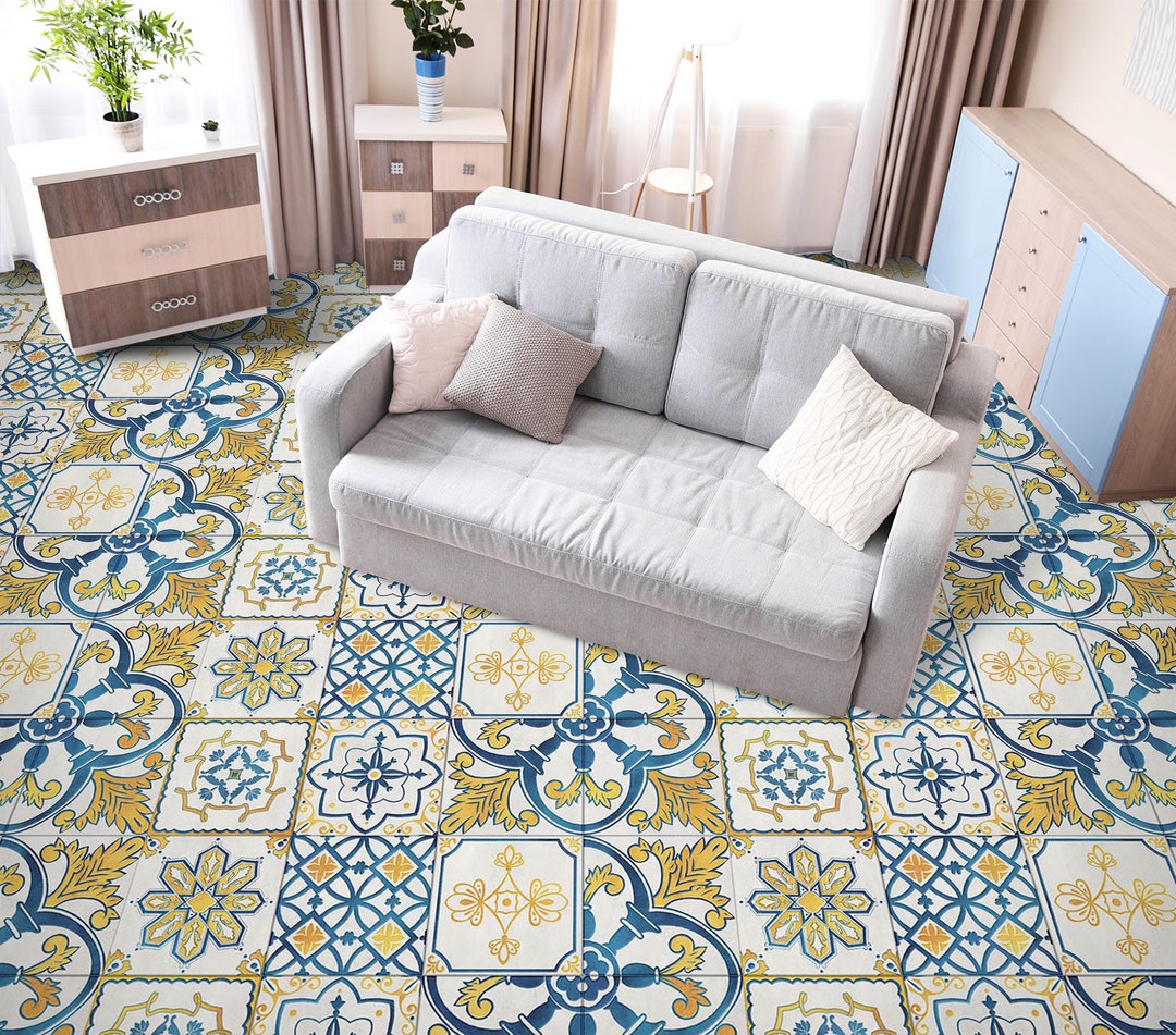 3D Tile Pattern 5283 Floor Wallpaper Murals Self-adhesive Removable ...