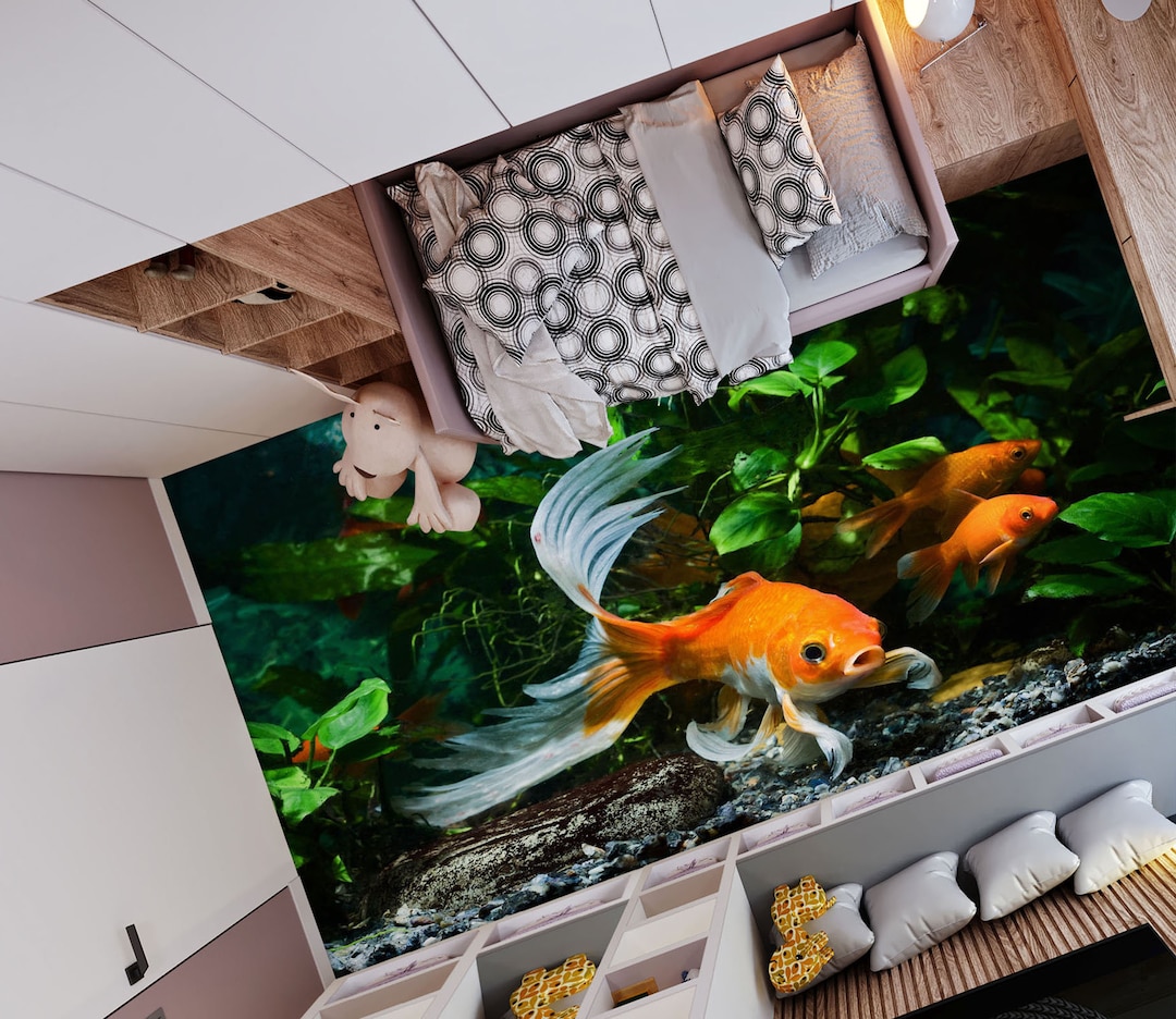 3D Animal Goldfish 2087 Floor Wallpaper Murals Self-adhesive Removable ...