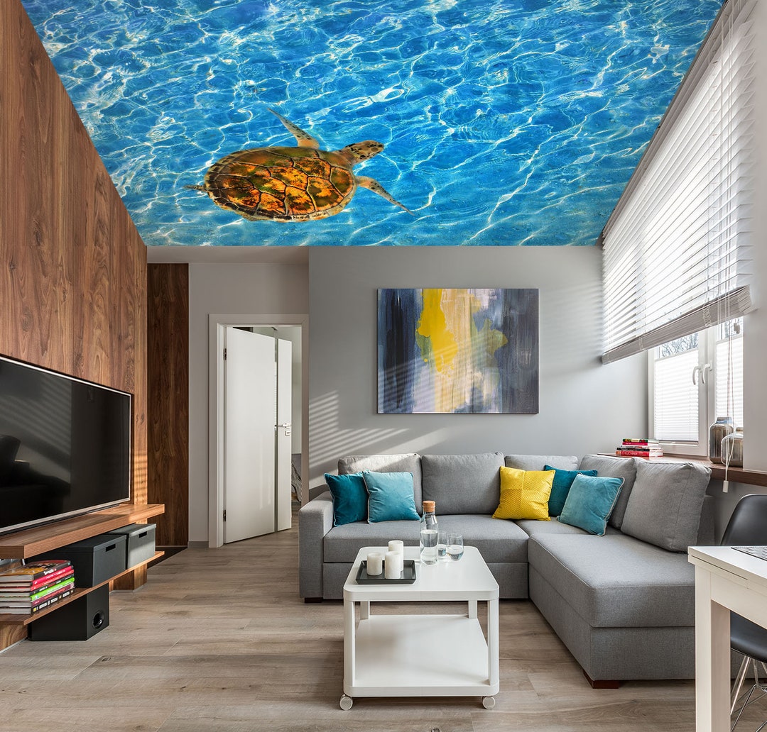 3D Sea Turtle C519 Ceiling Wallpaper Removable Self Adhesive Wallpaper ...