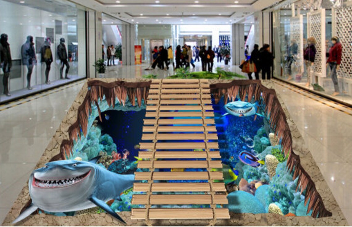 3D Shark Bridge 0231 Floor Wallpaper Murals Self-adhesive - Etsy