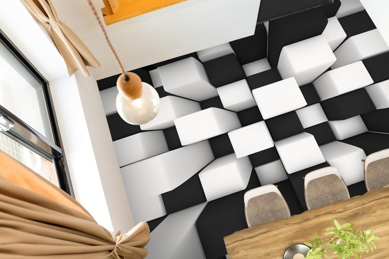 3D Black and White Levels 4237 Floor Wallpaper Murals Self-adhesive ...