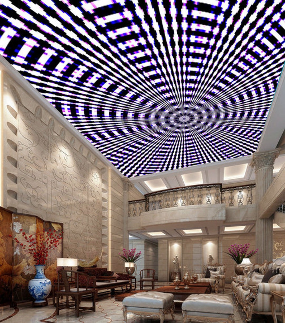 3D Line Texture C2890 Ceiling Wallpaper Removable Self Adhesive ...