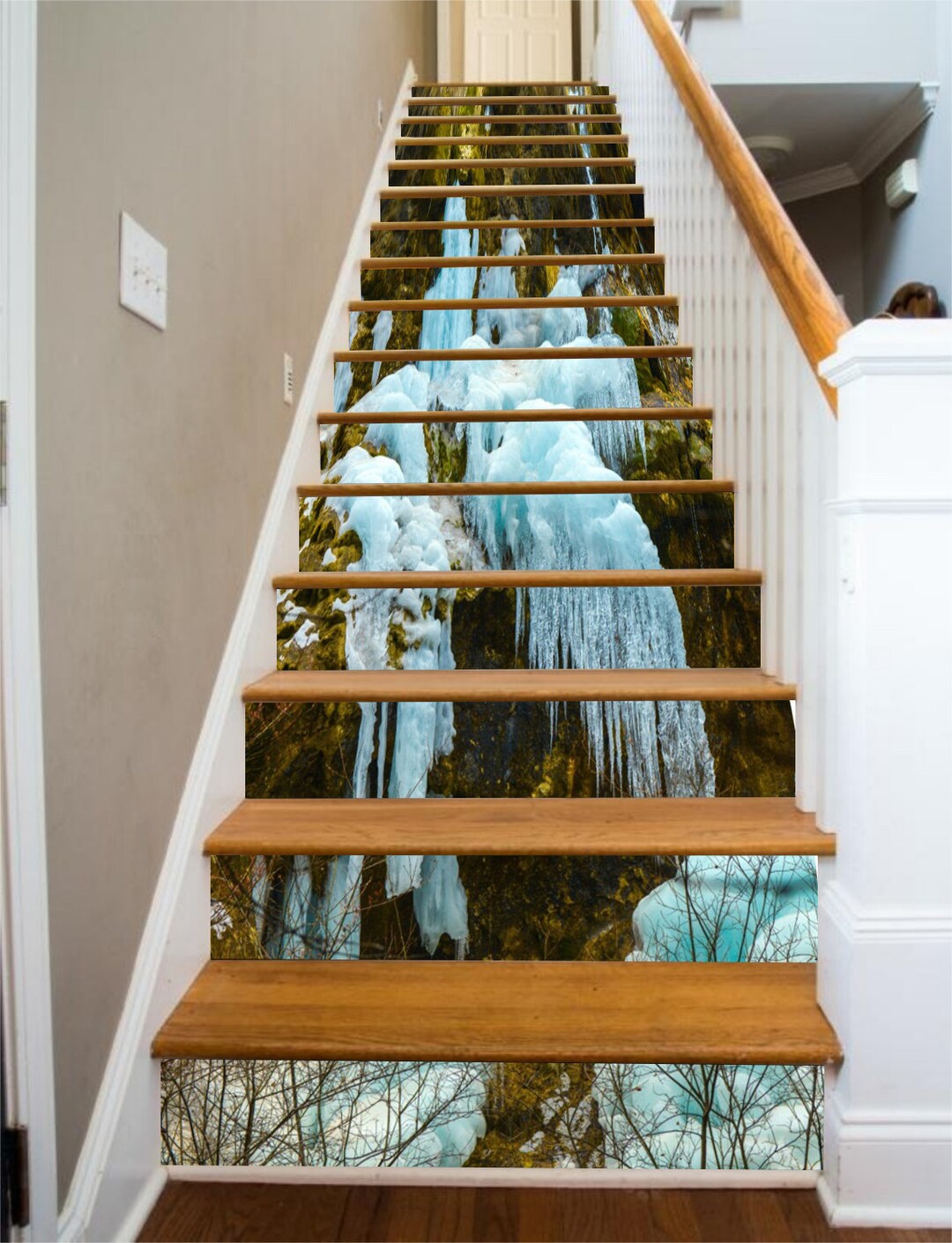 3D Frozen Ice S1207 Pattern Tile Marble Stair Risers Decoration Photo ...