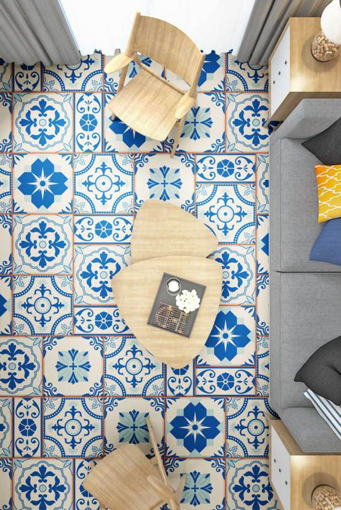 3D Blue Brick 1530 Floor Wallpaper Murals Self-adhesive - Etsy
