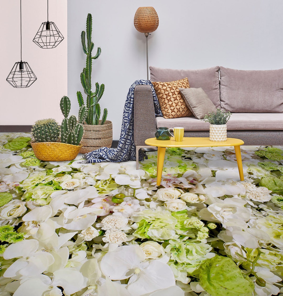 3D Flower Green 3046 Floor Wallpaper Murals Self-adhesive Removable ...