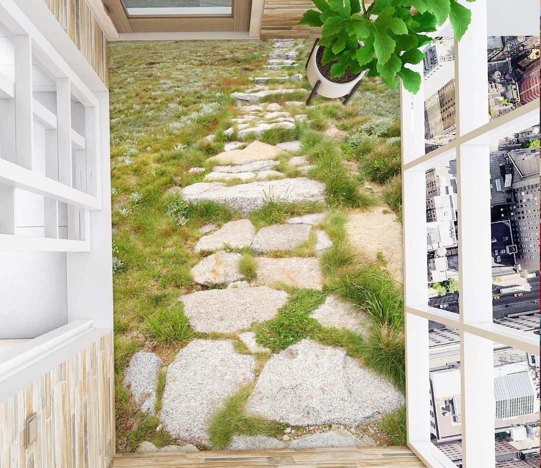 3D Lawn Stone Path 1897 Floor Wallpaper Murals Self-adhesive Removable ...