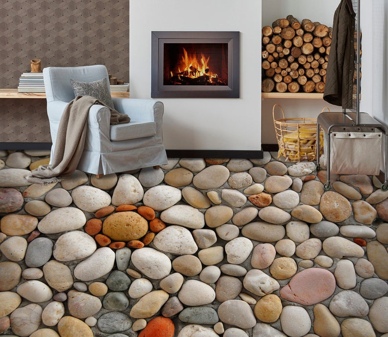 3D Pebbles Flowers 7479 Floor Wallpaper Murals Self-adhesive - Etsy