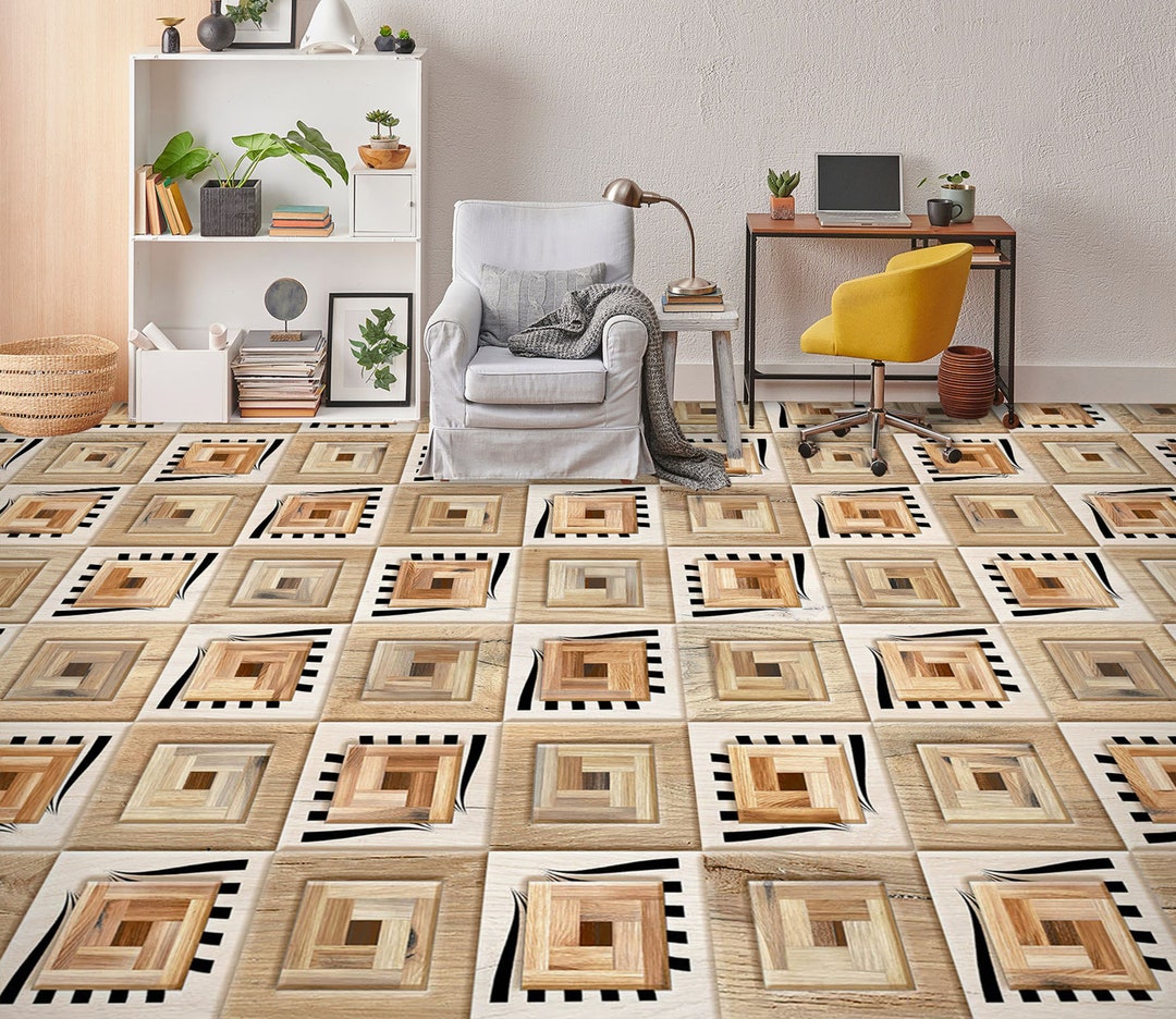 3D Square Wood Art 9520 Floor Wallpaper Murals Self-adhesive Removable ...