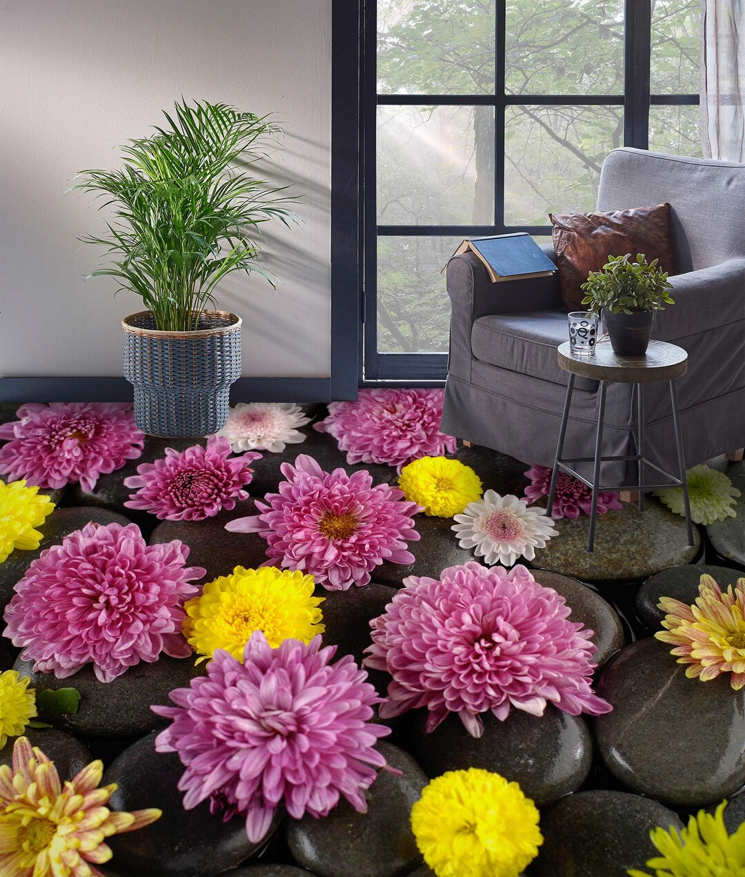 3D Petal Stone 4130 Floor Wallpaper Murals Self-adhesive Removable ...