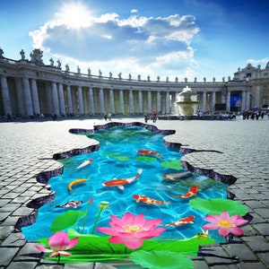 3D Stone Lotus Pond 1031 Floor Wallpaper Murals Self-adhesive - Etsy