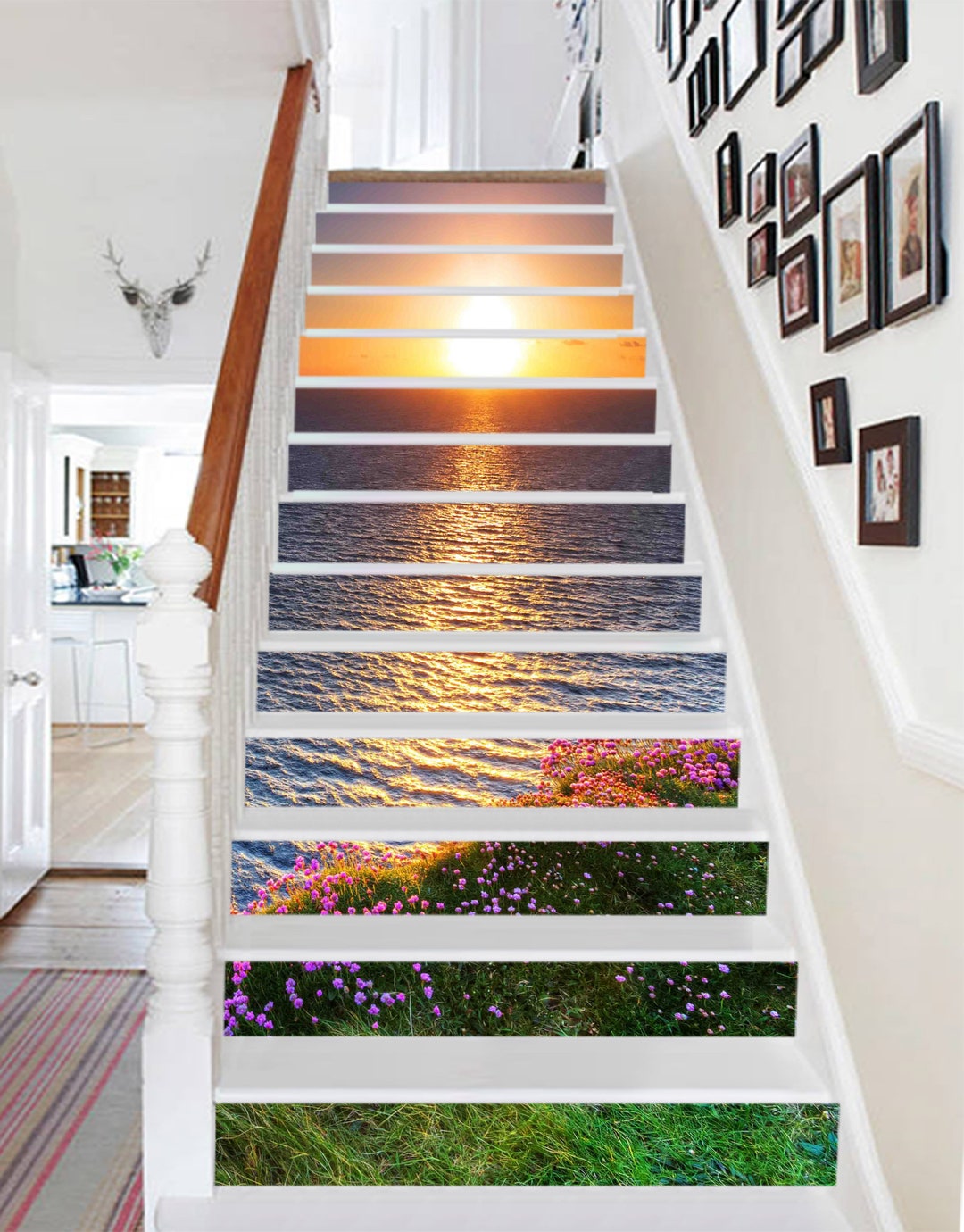 3D Sunrise Ocean S1324 Pattern Tile Marble Stair Risers Decoration ...