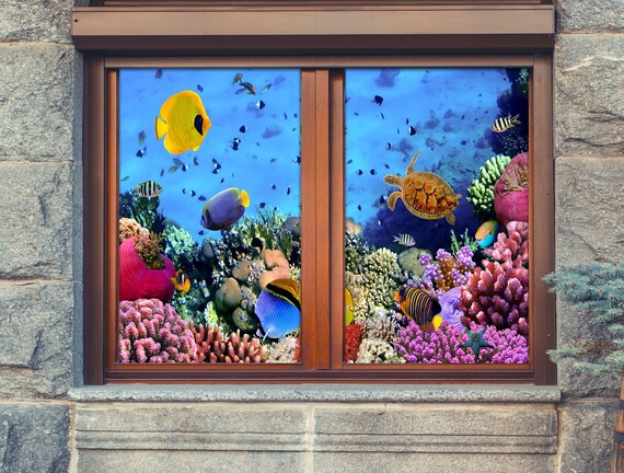 3D Rich Ocean W1804 Window Film Print Sticker Cling Stained | Etsy