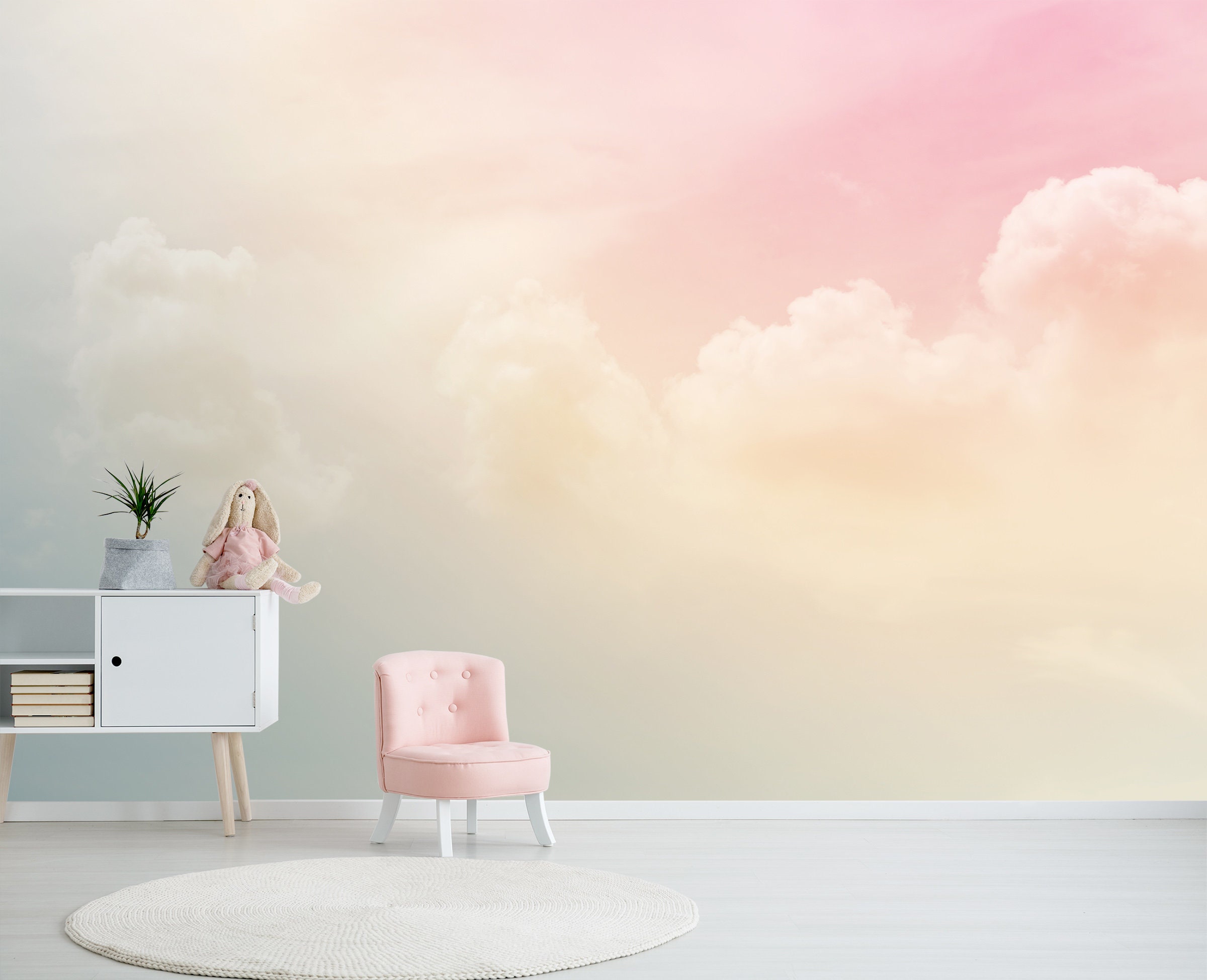 123"x87"(312x219cm) Pink Cloud 1069 Wallpaper Mural Self Adhesive Peel and Stick Wall Sticker ...