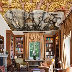 3D Elephant Statue C1751 Ceiling Wallpaper Removable Self Adhesive ...