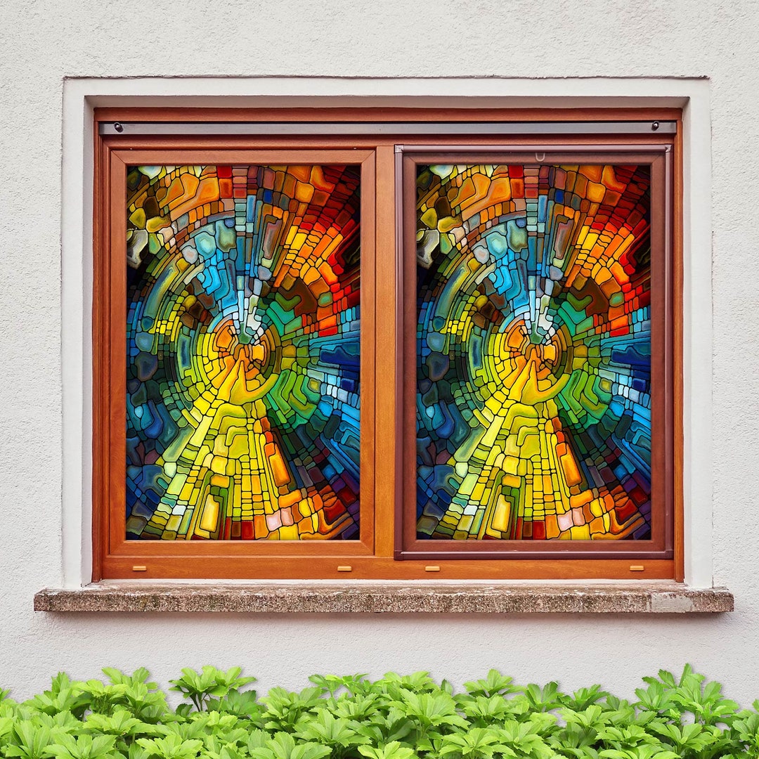 3D Watermarks W2633 Window Film Print Sticker Cling Stained Glass Xmas ...