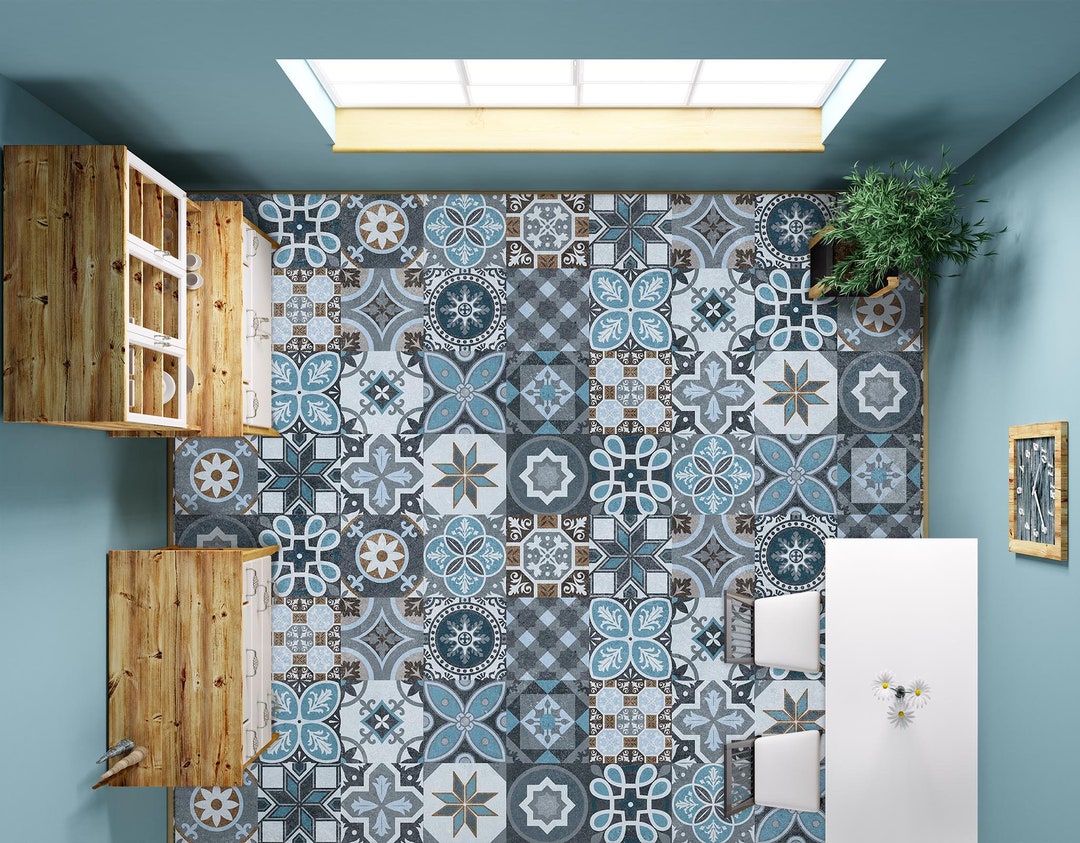3D Tile Pattern 3664 Floor Wallpaper Murals Self-adhesive Removable ...