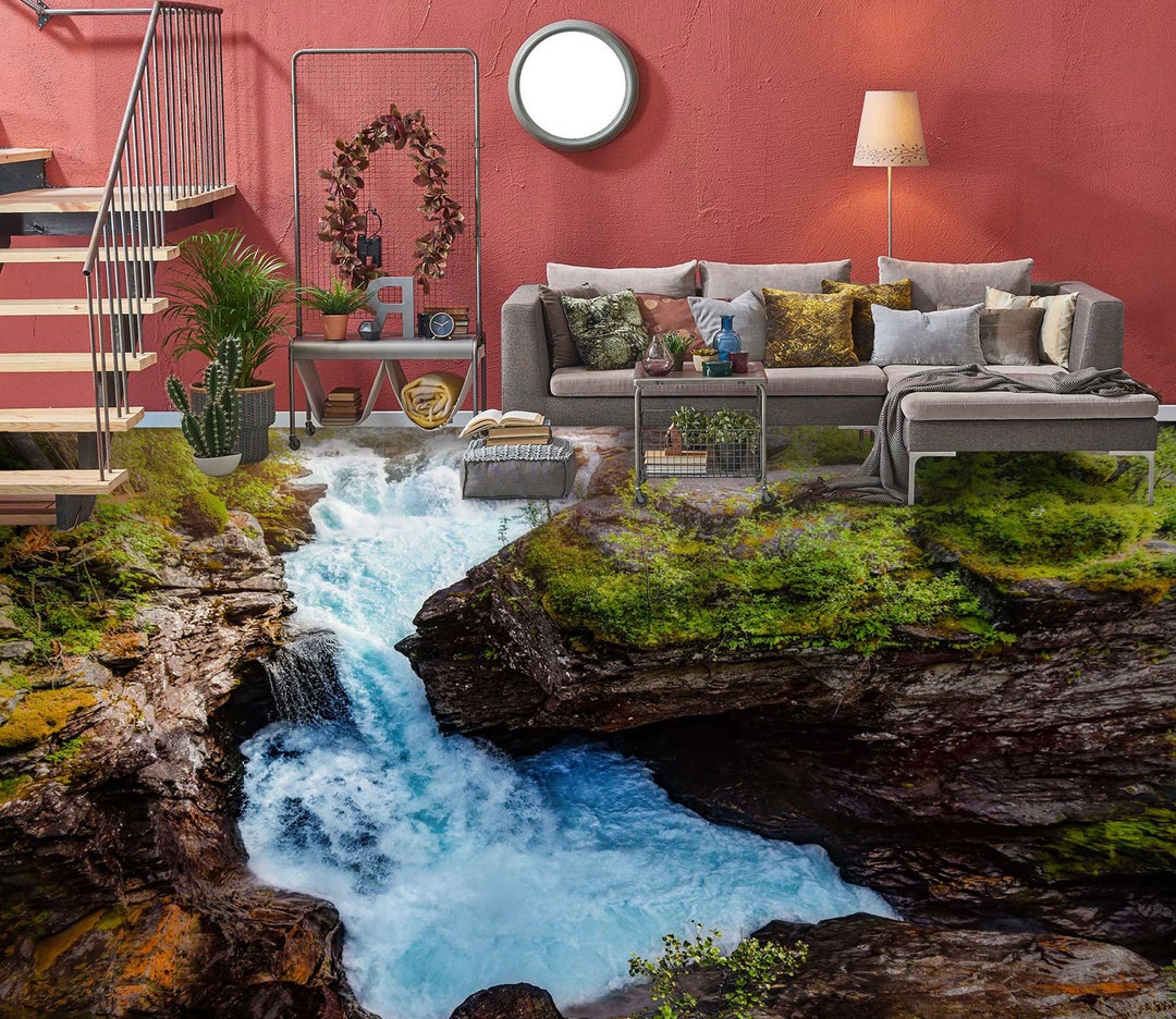 3D Rocky River 5372 Floor Wallpaper Murals Self-adhesive Removable ...