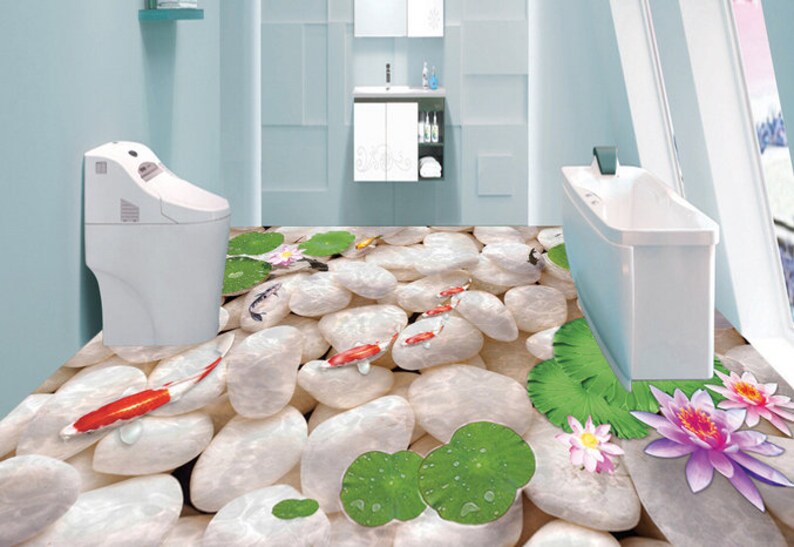3D Stone Goldfish 0746 Floor Wallpaper Murals Self-adhesive - Etsy