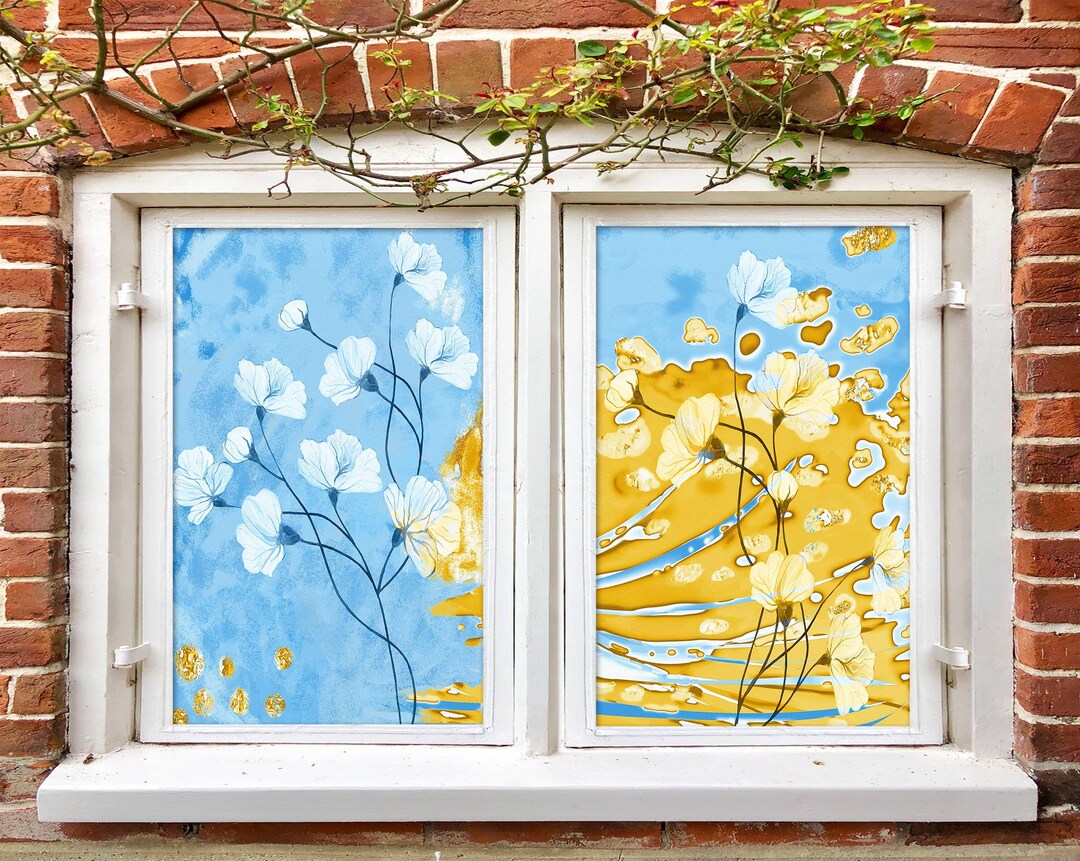 3D White Flower W1502 Window Film Print Sticker Cling Stained Glass ...