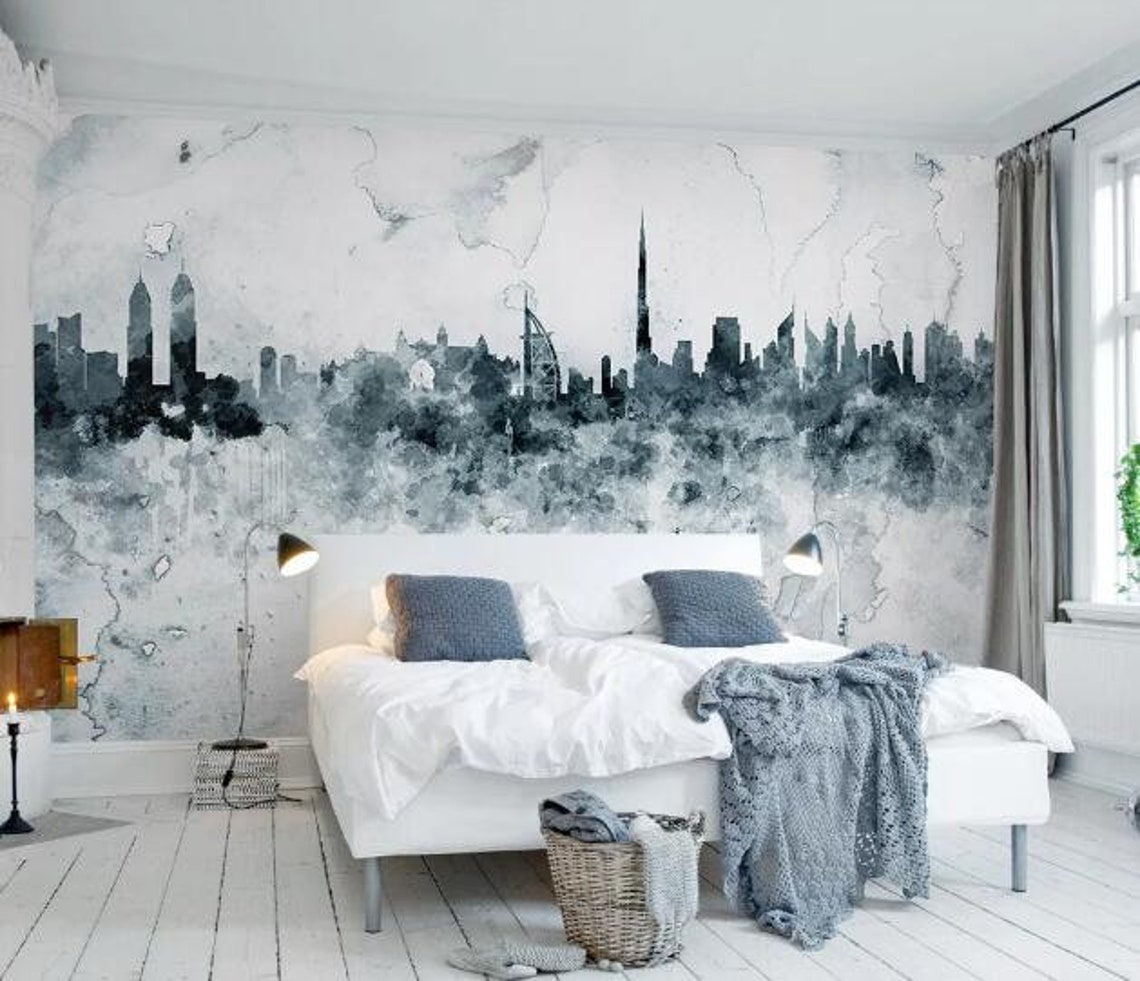 Painting City Buildings A076 Wallpaper Mural Self Adhesive - Etsy