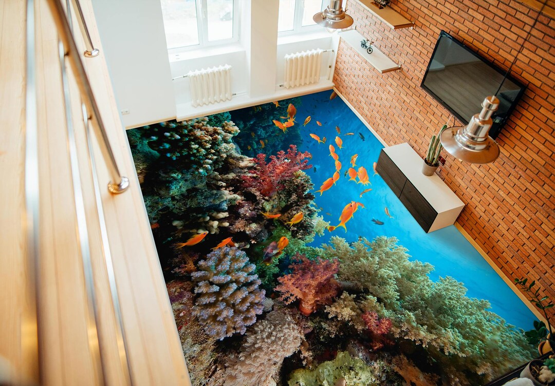 3D Coral Fish 6106 Floor Wallpaper Murals Self-adhesive Removable ...