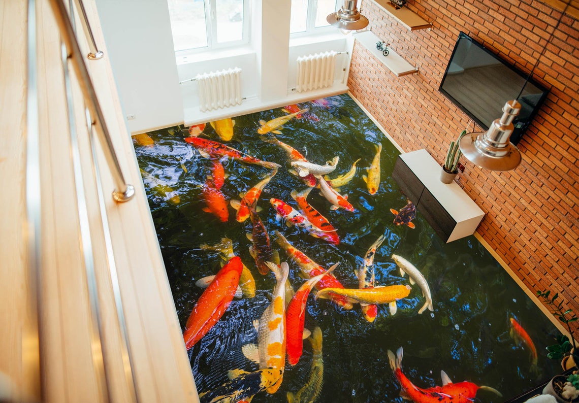 3D Goldfish 4052 Floor Wallpaper Murals Self-adhesive Removable Kitchen ...