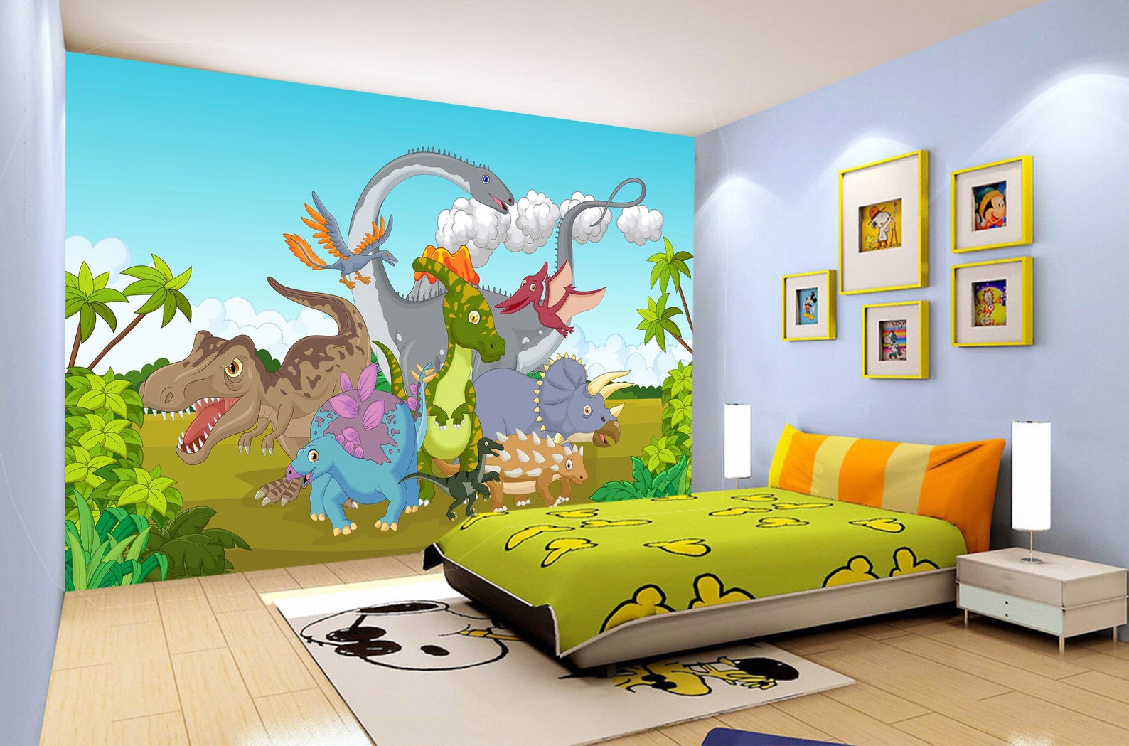 Cartoon Dinosaur 1573 Wallpaper Mural Self Adhesive Peel and | Etsy