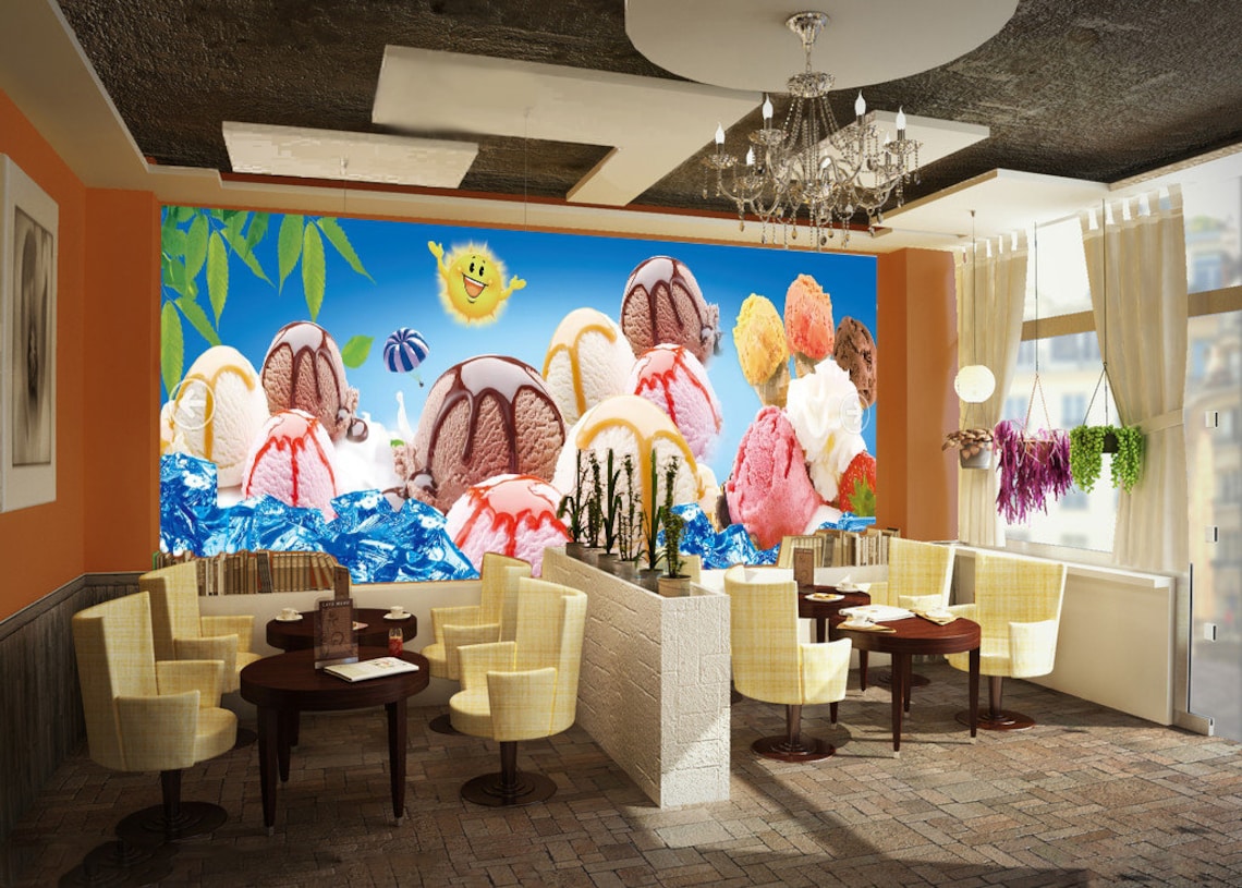 Colorful Ice Cream 2051 Wallpaper Mural Self Adhesive Peel and - Etsy