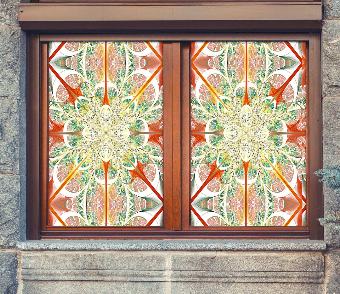 3D White Flower Pattern W6543 Window Film Print Sticker Cling Stained ...