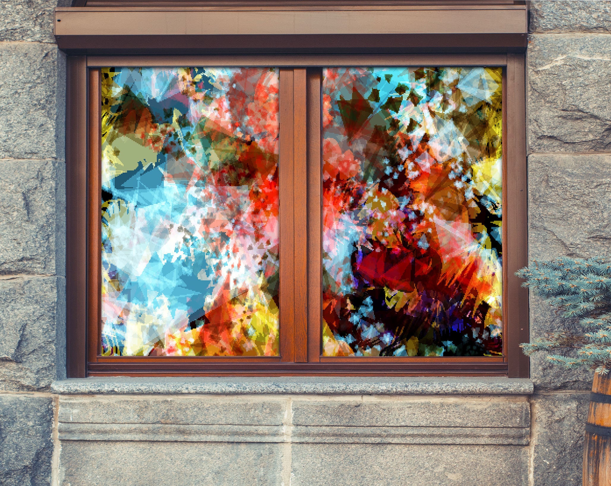 3D Abstract Color Art W2193 Window Film Print Sticker Cling | Etsy