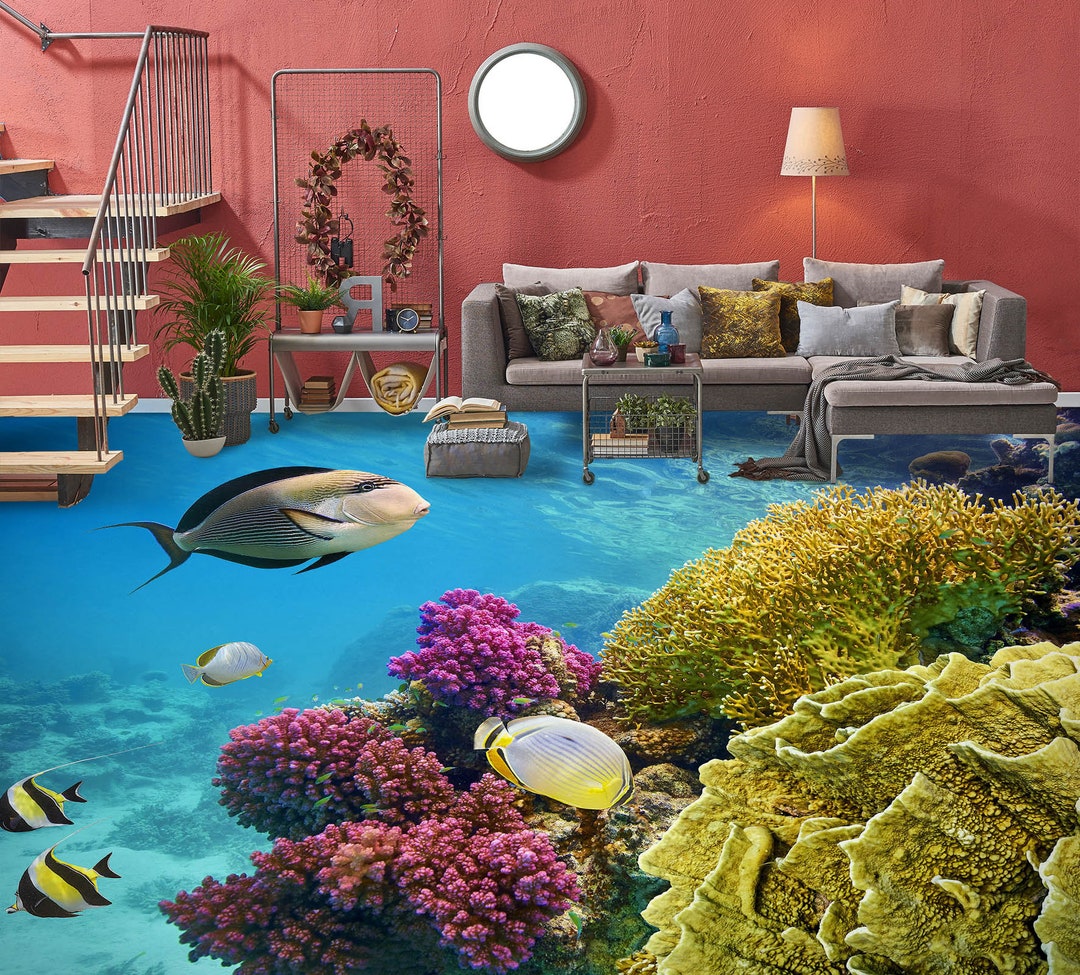 3D Coral Fish 2747 Floor Wallpaper Murals Self-adhesive Removable ...