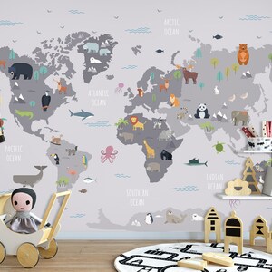 Lion Panda World Map 154 Wallpaper Mural Self Adhesive Peel - Etsy