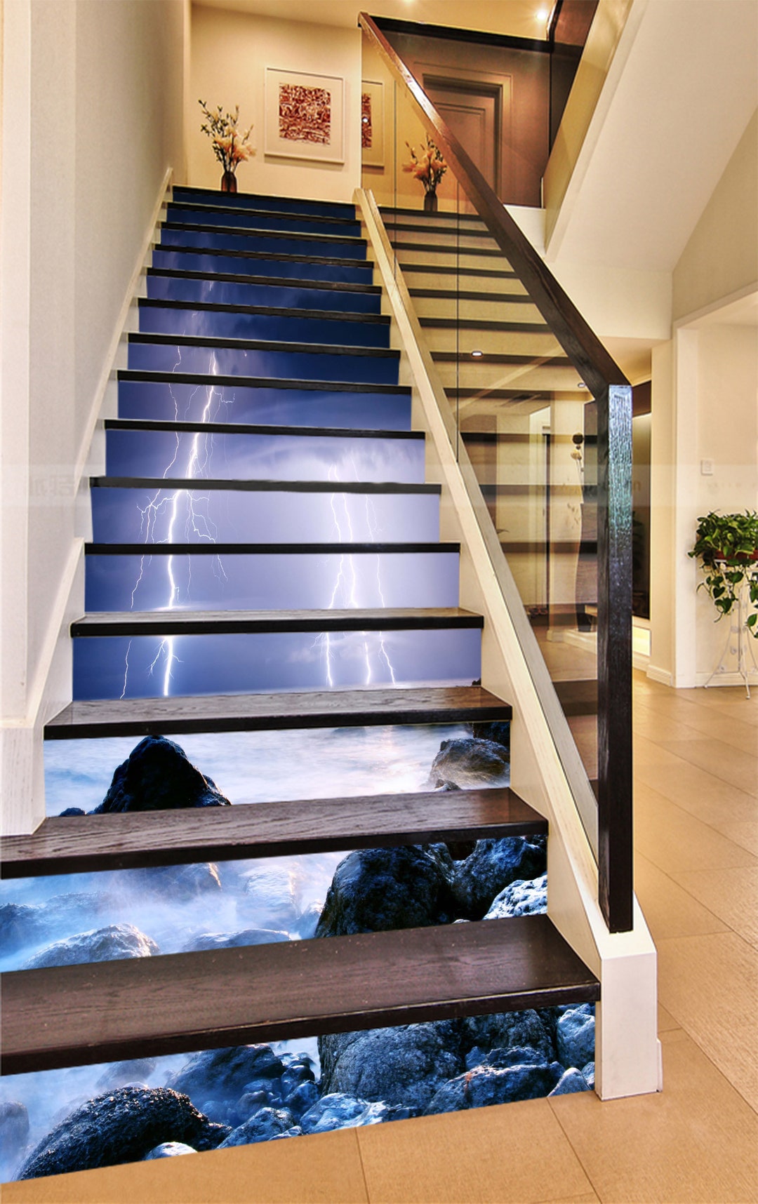 3D Lightning Stone S1383 Pattern Tile Marble Stair Risers Decoration ...