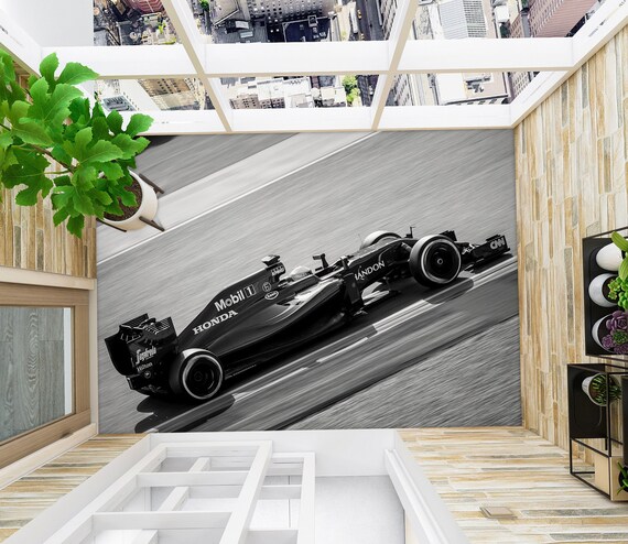 3D Racing Car 8370 Floor Wallpaper Murals Self-Adhesive | Etsy