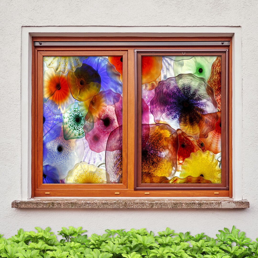 3D Circular Pattern W2617 Window Film Print Sticker Cling Stained Glass ...