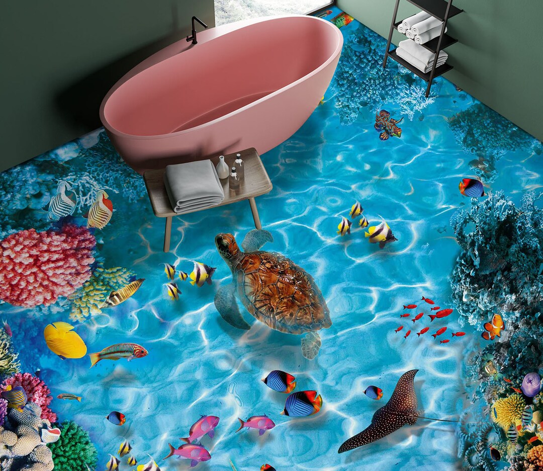 3D Ocean Fish 1396 Floor Wallpaper Murals Self-adhesive Removable ...