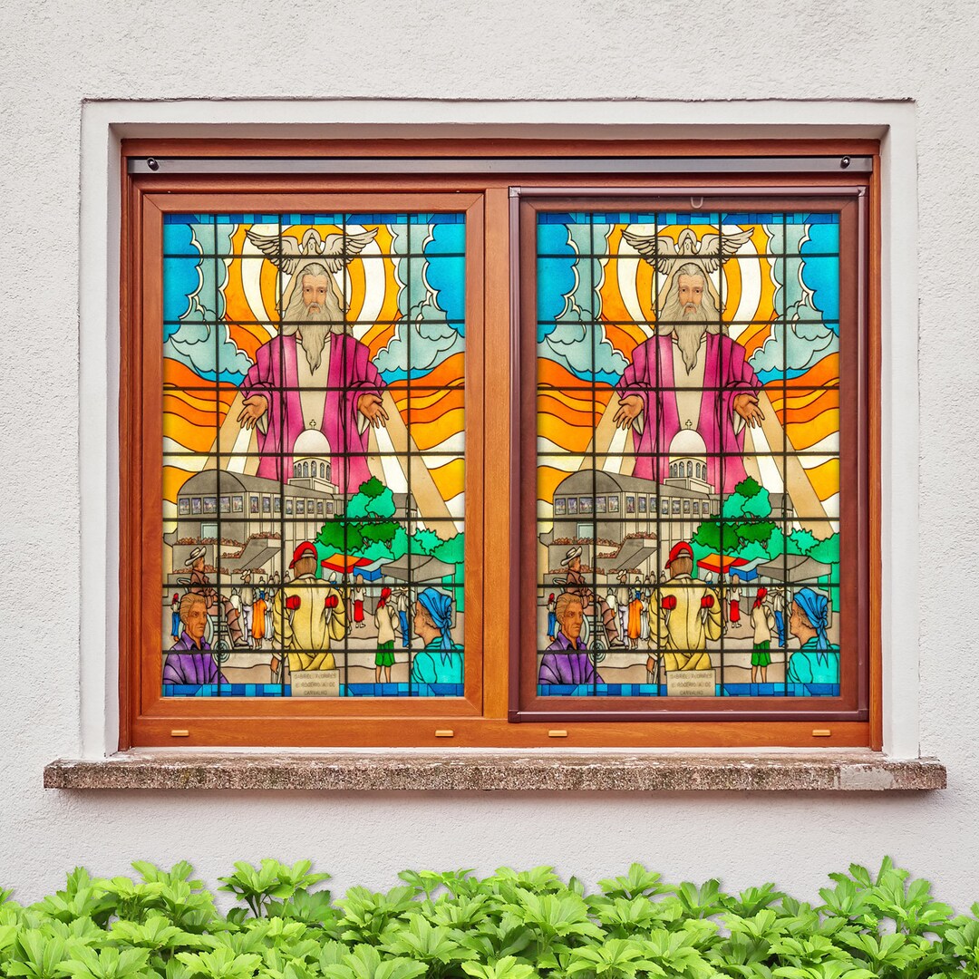 3D God of Peace W828 Window Film Print Sticker Cling Stained Glass Xmas ...