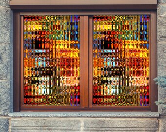 3D Geometry Pattern WD4130 Window Film Print Sticker Cling Stained ...