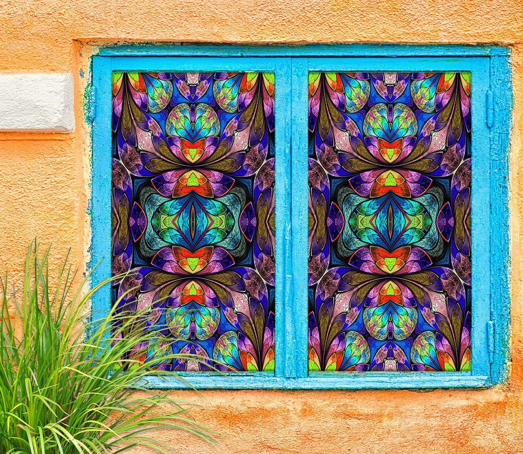 3D Color Perception W6525 Window Film Print Sticker Cling Stained Glass ...