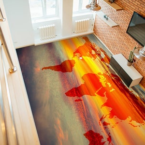 3D Red Map Shape 9770 Floor Wallpaper Murals Self-adhesive Removable ...