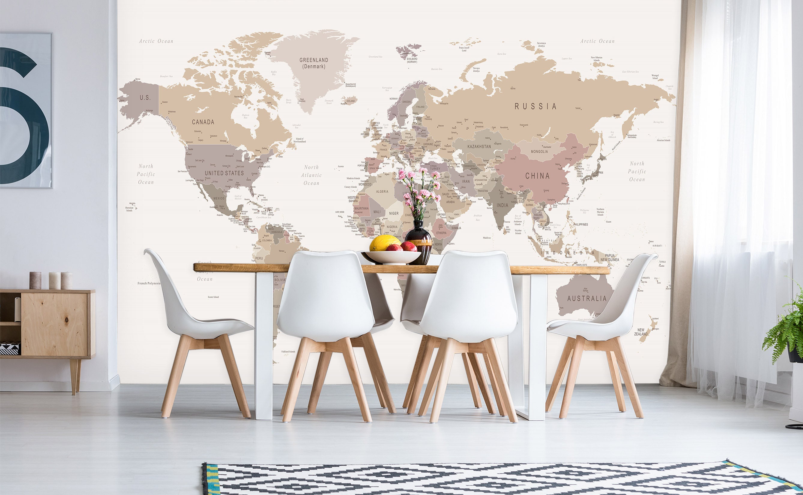 Grey World Map 028 Wallpaper Mural Self Adhesive Peel and Stick Wall ...