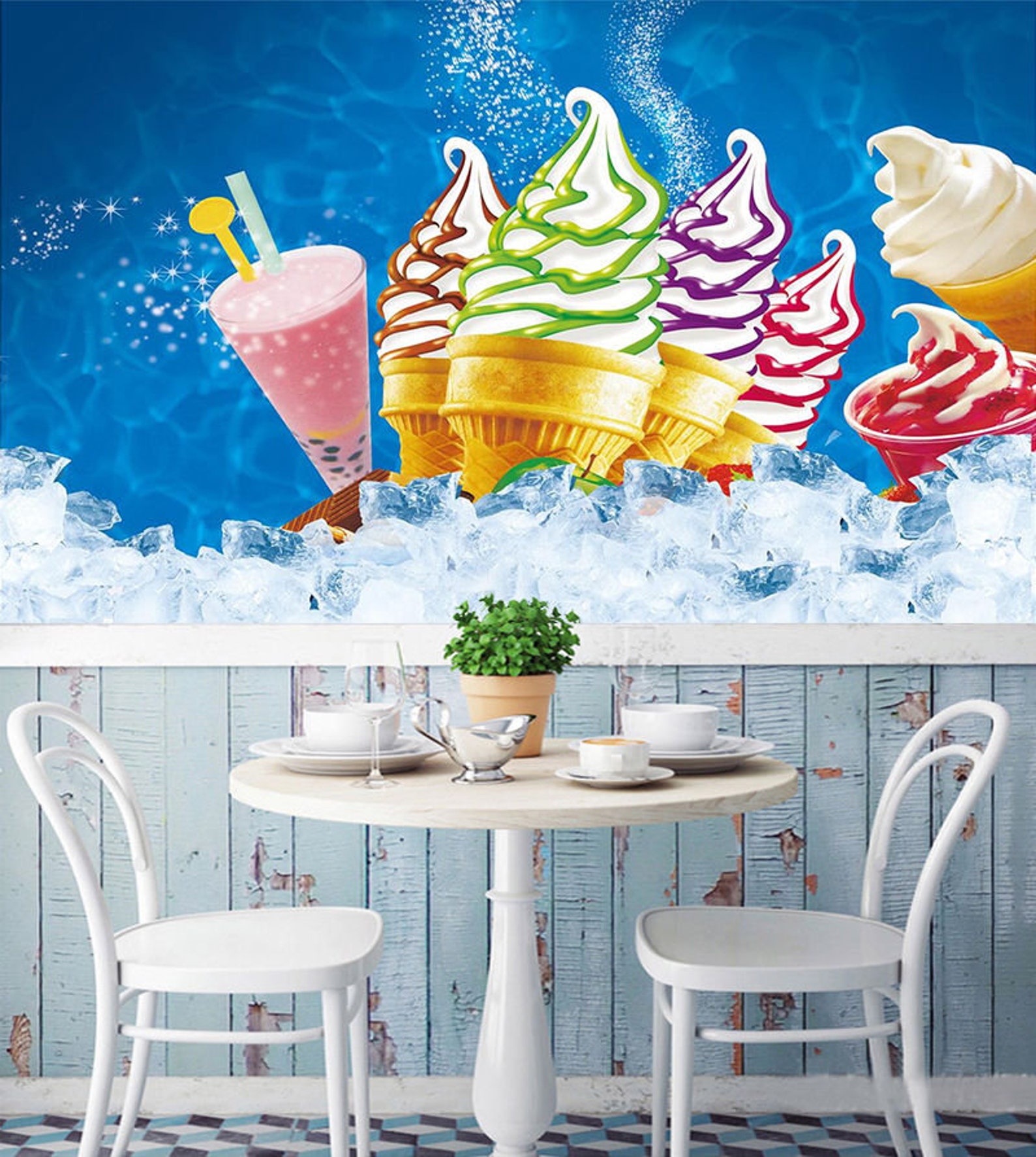 Colorful Ice Cream 1916 Wallpaper Mural Self Adhesive Peel and Stick ...