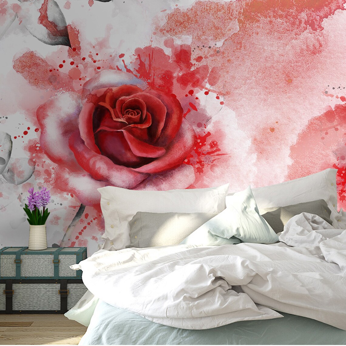 Red Rose WG824 Wallpaper Mural Self Adhesive Peel and Stick | Etsy