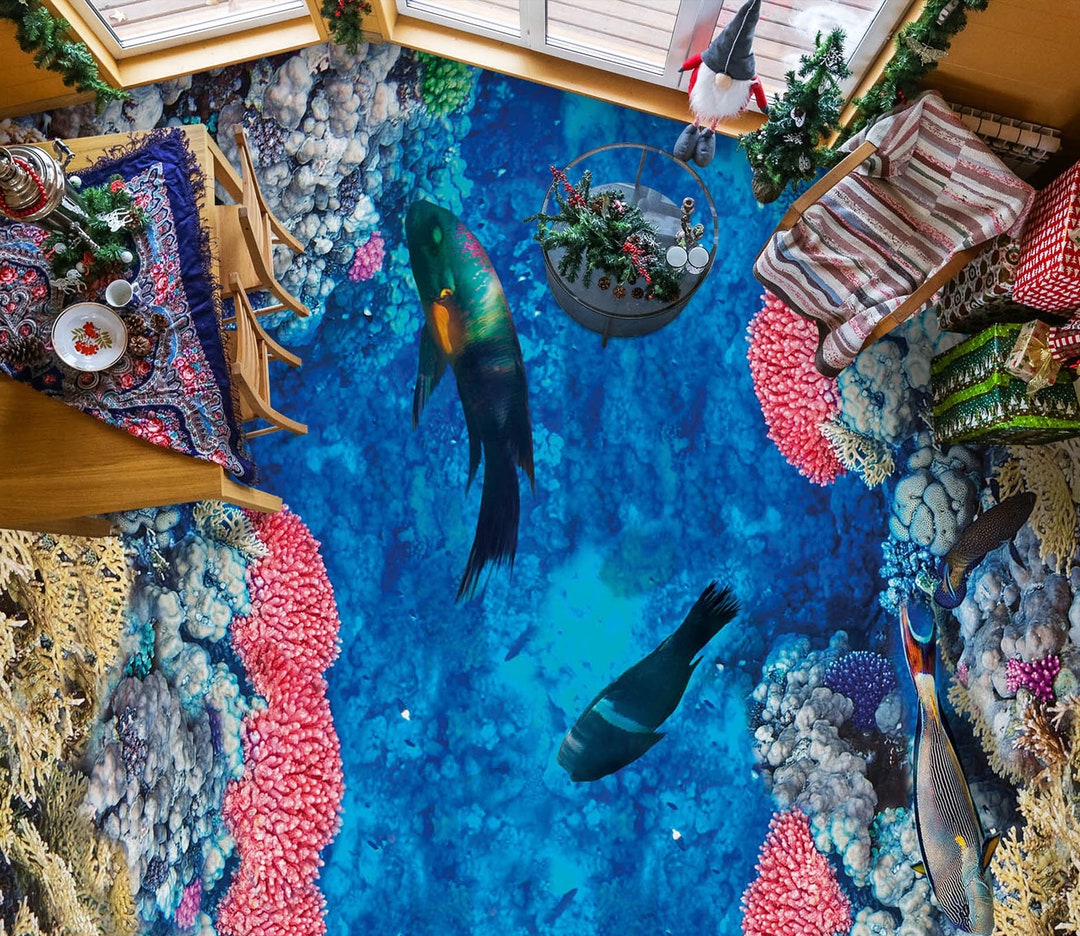 3D Colorful Fish 1497 Floor Wallpaper Murals Self-adhesive Removable ...