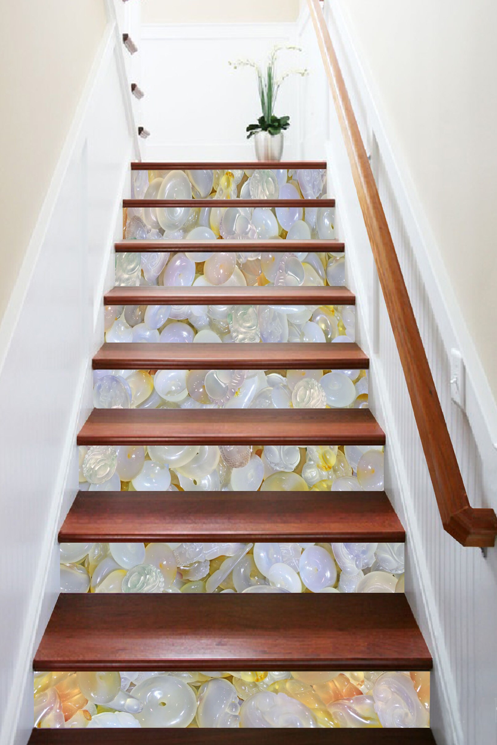 3D White Jade S1433 Pattern Tile Marble Stair Risers Decoration Photo ...